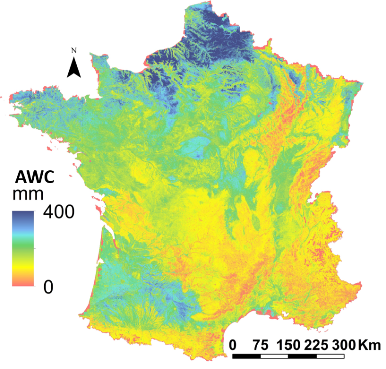 Map of the Soil Available Water Capacity in Metropolitan France – Theia